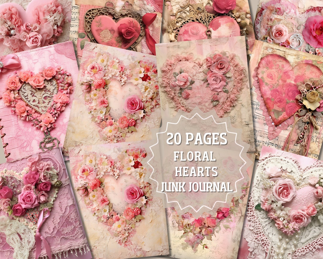 Floral Hearts Junk Journal Kit Vintage Love Letter Digital Paper for ...