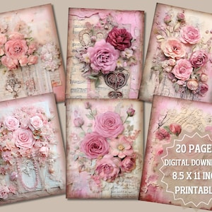 Vintage Shabby Roses Collage Sheet,victorian Romance , Junk Journal ...