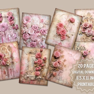 Vintage Shabby Roses Collage Sheet,victorian Romance , Junk Journal ...