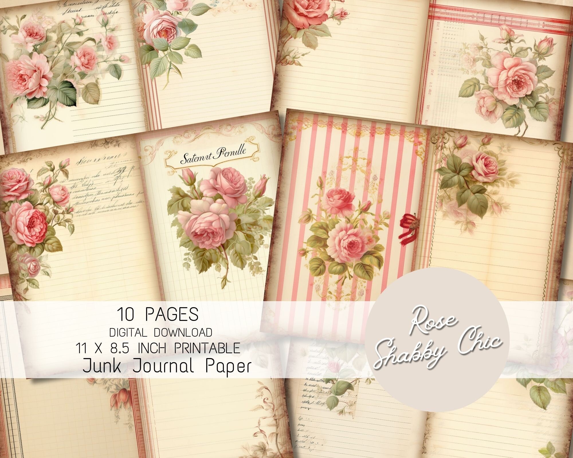 Vintage Rose Shabby Chic , Collage Sheet,shabby Chic Floral , Junk ...