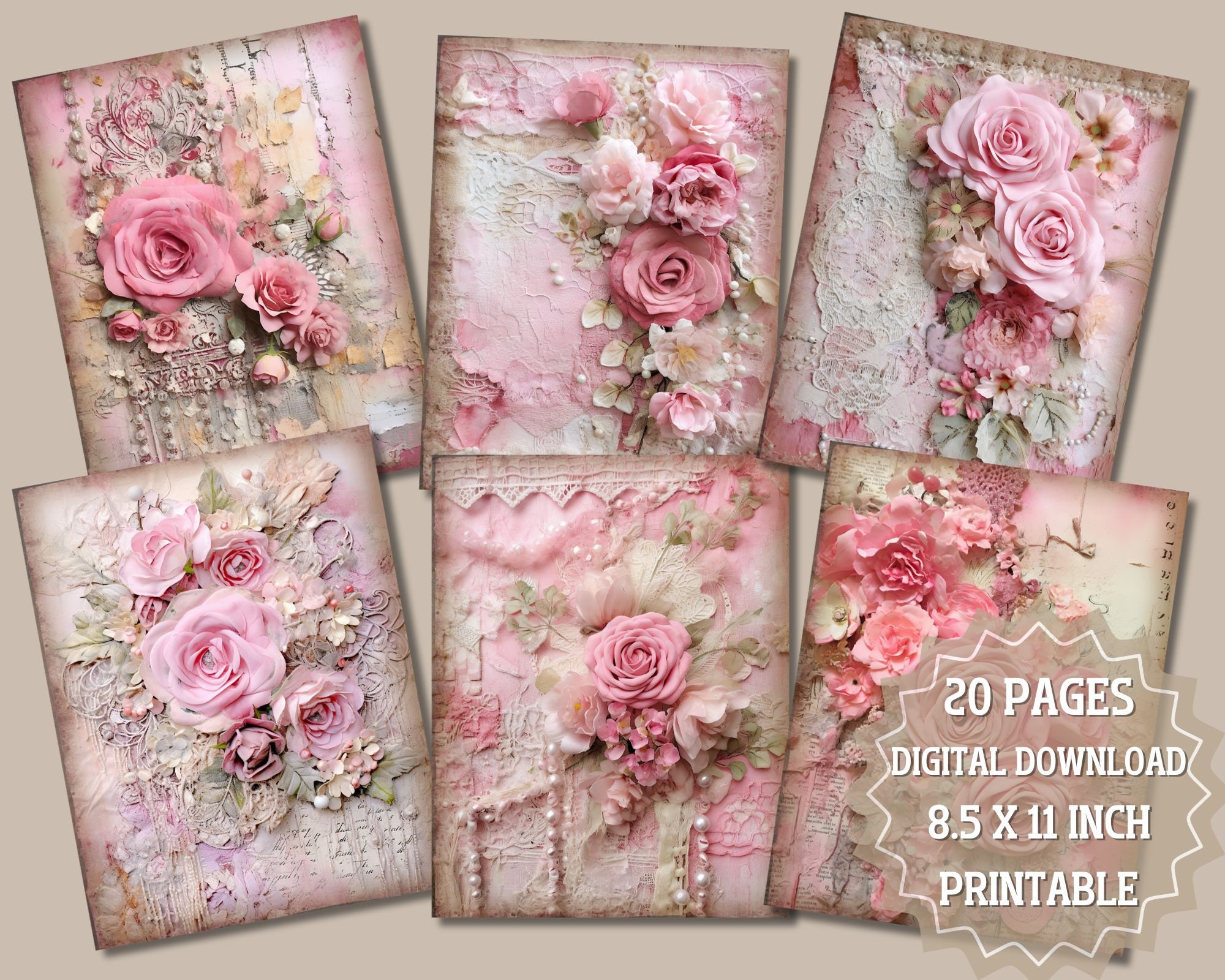 Vintage Shabby Roses Collage Sheet,victorian Romance , Junk Journal ...