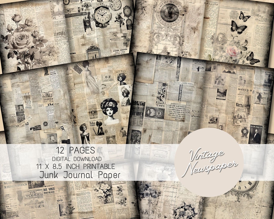 Vintage Newspaper Junk Journal Seamless Patterns,magazine Art,newspaper ...