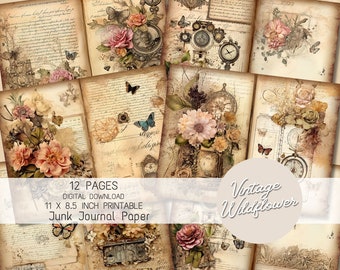 Vintage Flora Junk Journal Kit, Printable Flora Scrapbook Supply ...