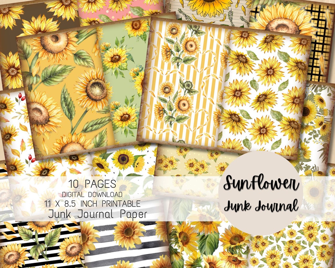 Sunflowers Junk Journal Pages, Vintage Sunflowers Junk Journal Kit ...