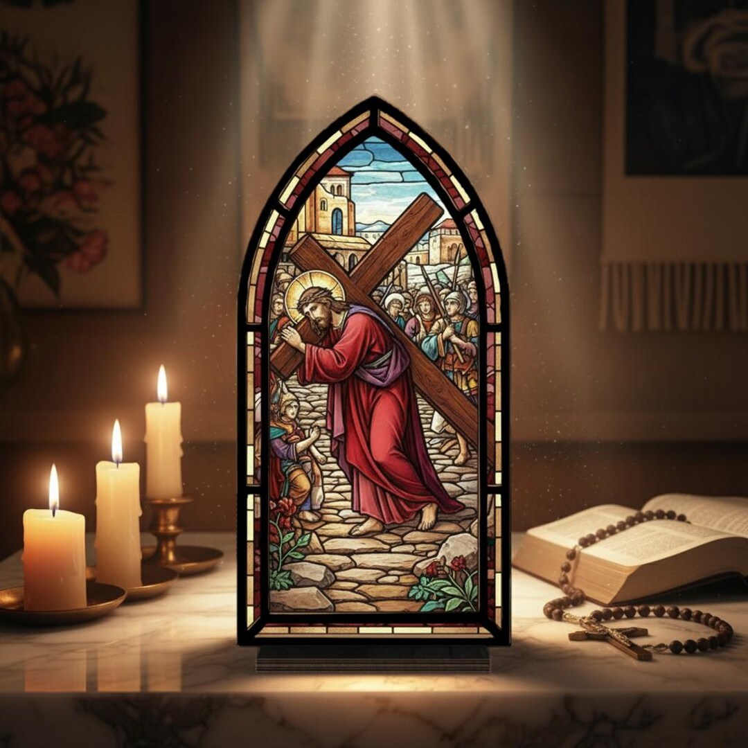 Christian Jesus Carrying the Cross Book Nook Decor, Christian Home ...