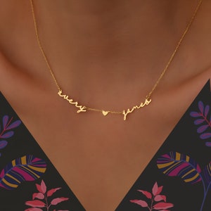 Custom Two Name Handwriting Necklace, 18k Gold, Personalized Jewelry ...