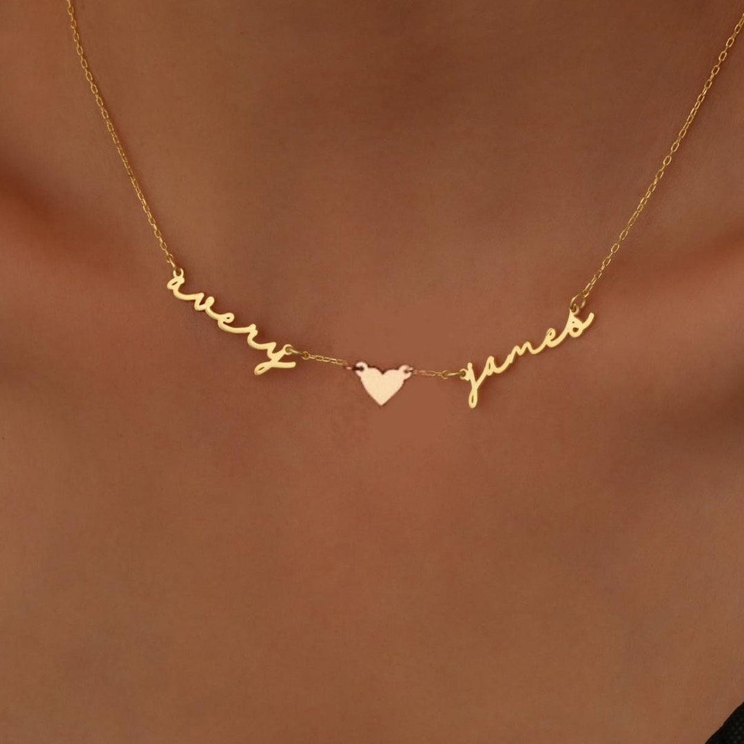 Two Name Handwriting Necklace, Twin Gift, Personalized Jewelry, Custom ...