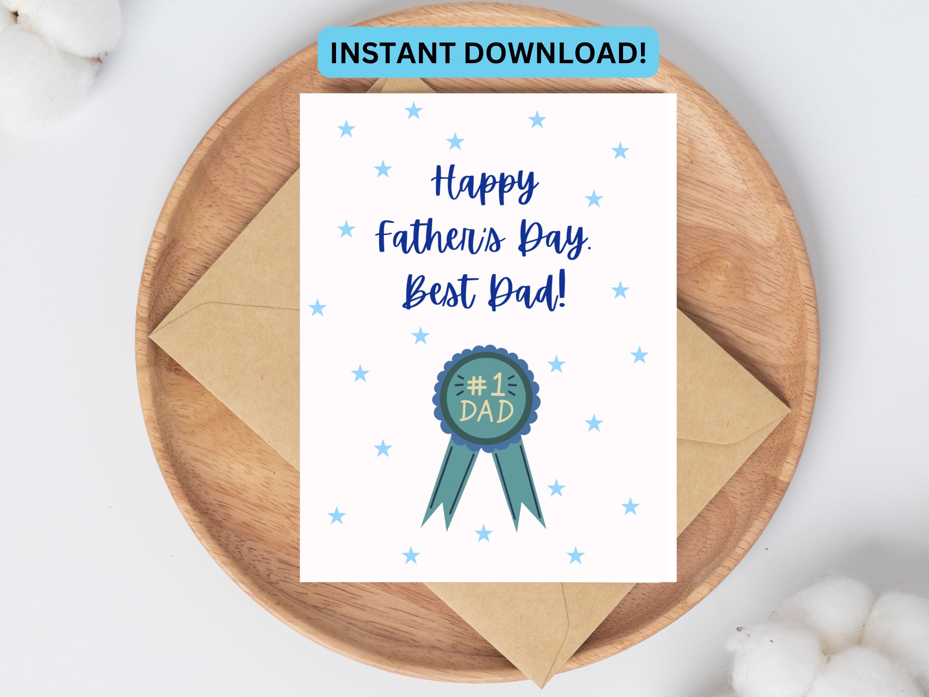 Father's Day Printable Card, Best Dad Award, Fathers Day Card Instant ...