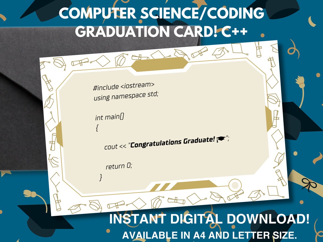 Computer Science Graduation Card 2024 Congratulations Coding C ...