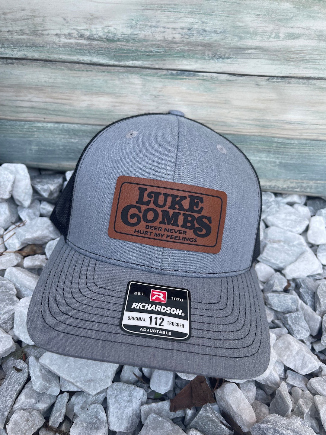 Luke Combs Hat/ Leather Patch Trucker Hat/snapback Hat/beer Never Broke ...