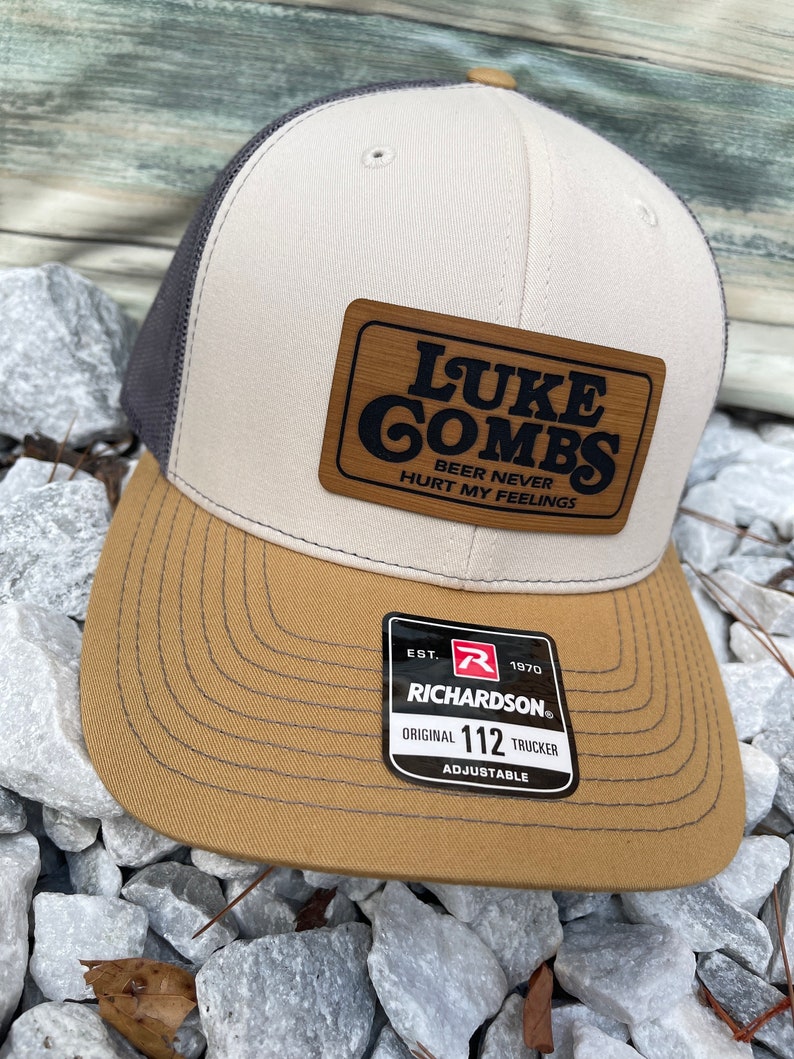 Luke Combs Hat/ Leather Patch Trucker Hat/snapback Hat/beer Never Broke ...