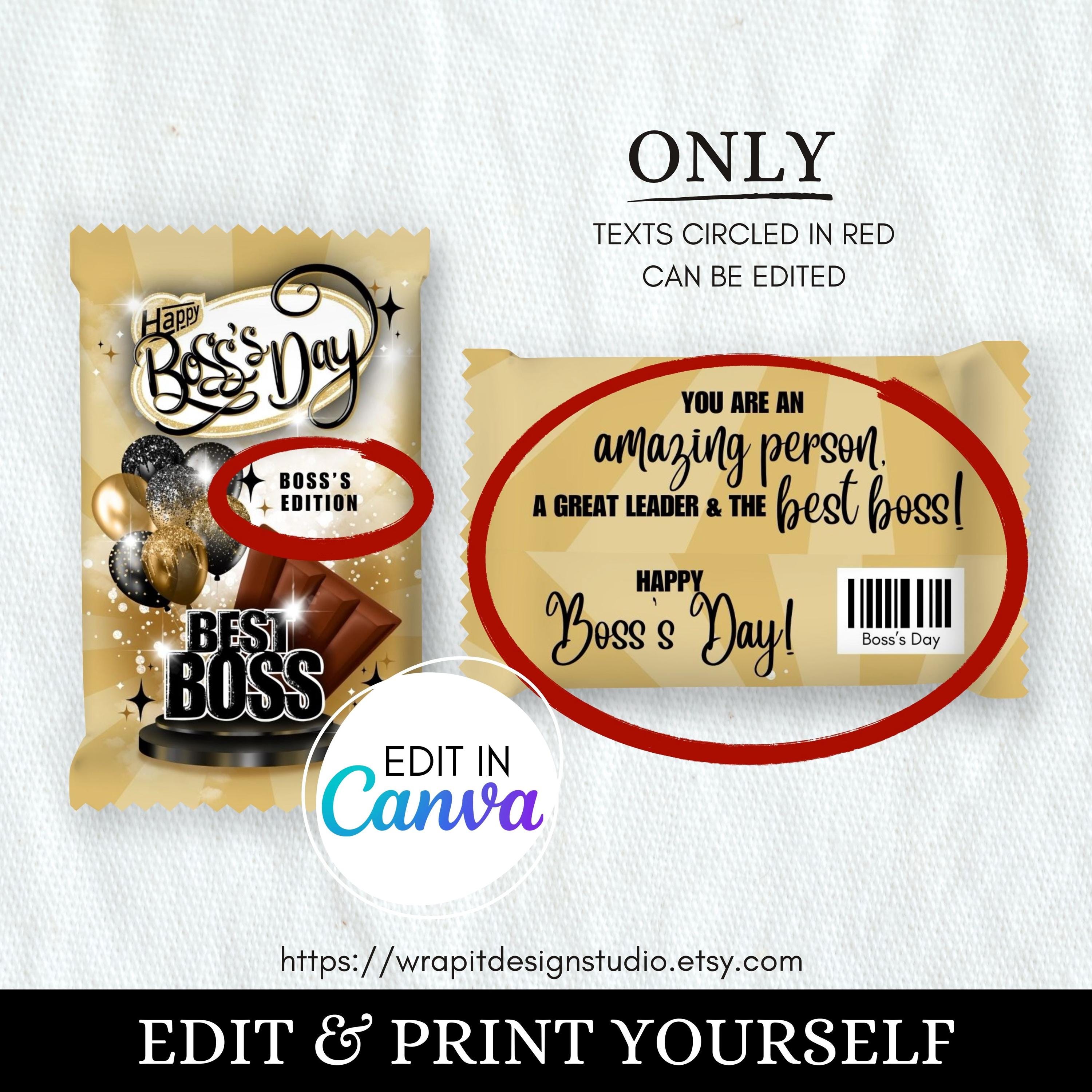 EDITABLE Boss's Day Chocolate Gift Wrapper Template | Printable Boss ...