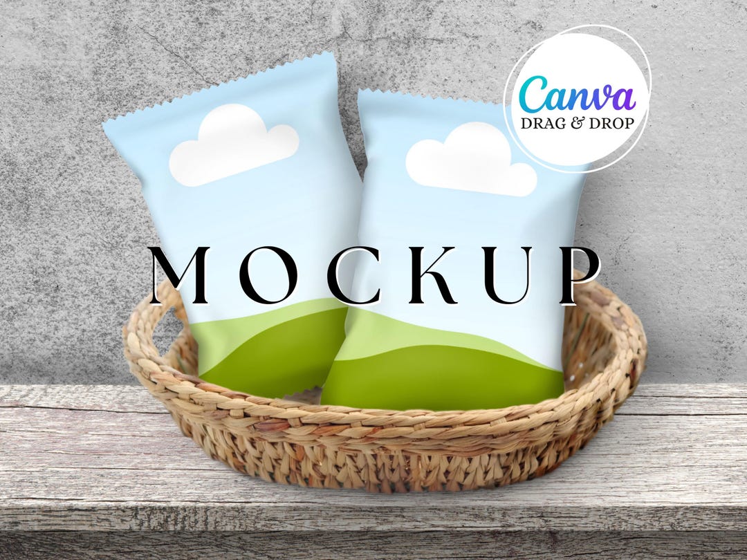 Chip Bag Mockup Blank Chip Bag Wrapper Mockup Canva Drag and Drop ...