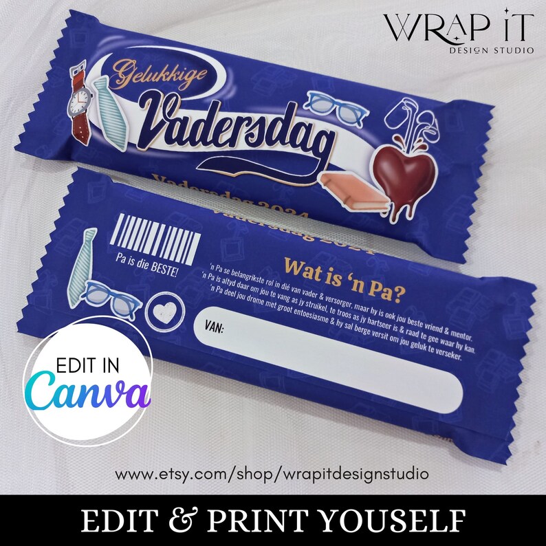 EDITABLE Happy Father's Day Chocolate Wrapper | Cadbury Label ...