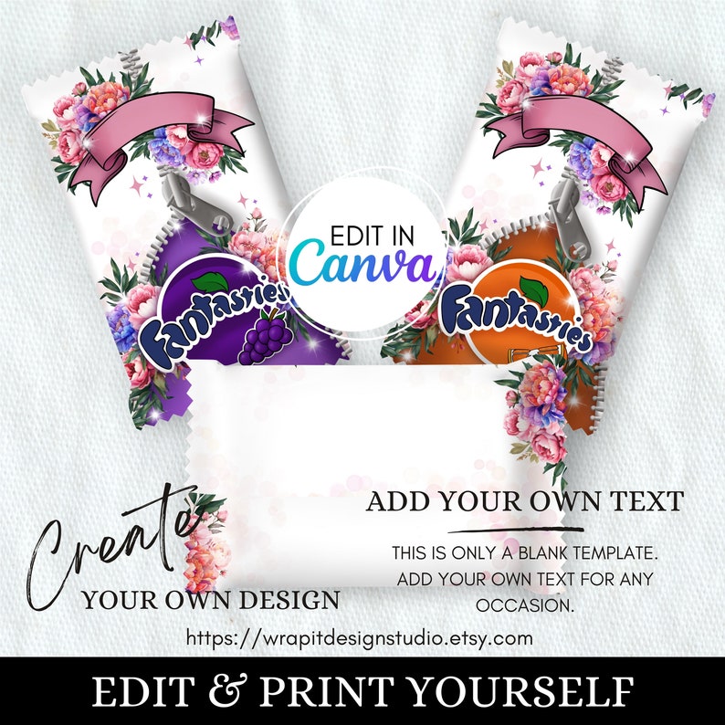 EDITABLE Chocolate Bar Label Wrapper | Canva Blank Template | Party ...