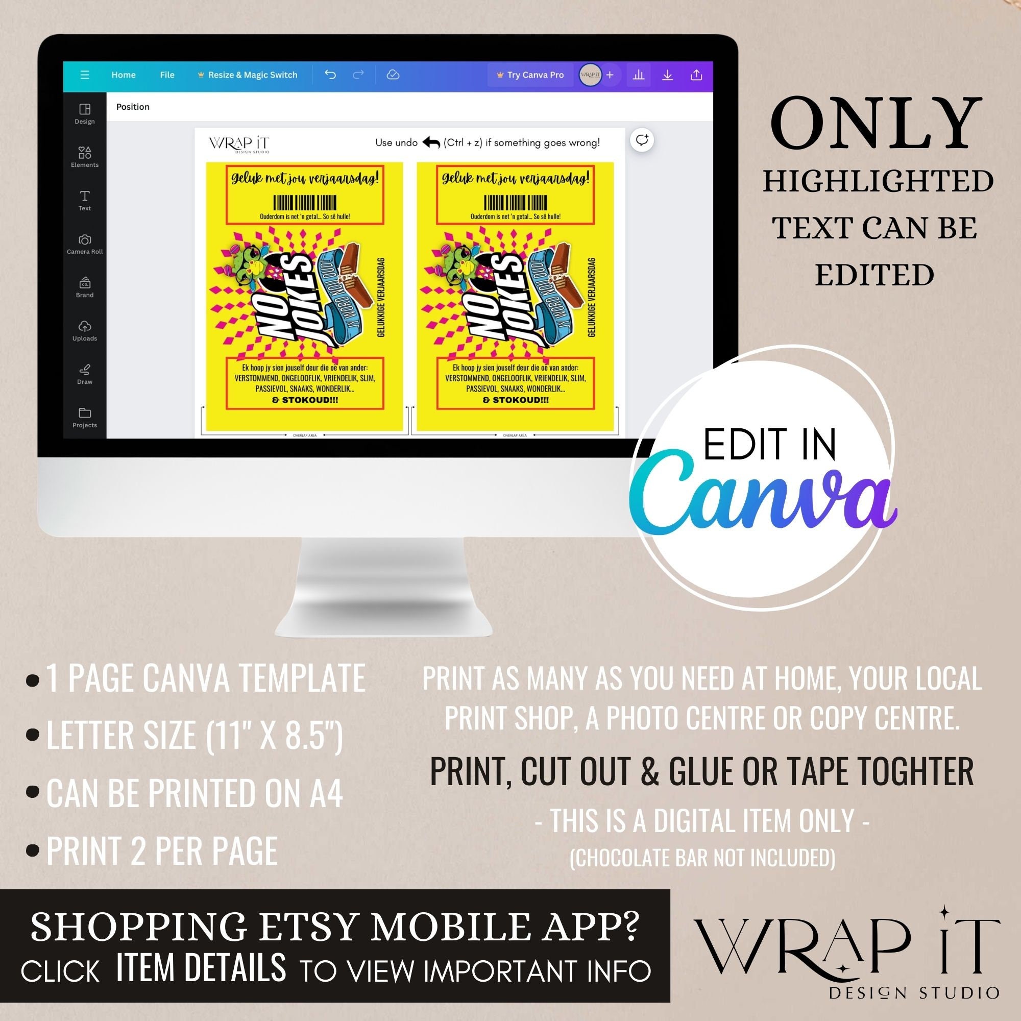 EDITABLE Happy Birthday Kit Kat Wrap Printable Candy Bar Wrapper ...