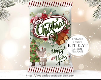 EDITABLE Christmas Chocolate Candy Bar Wrapper | Pink Wrap Template ...