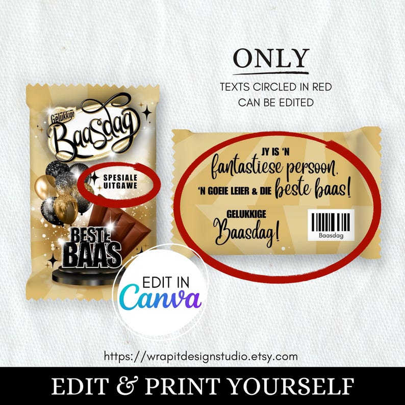 EDITABLE Boss's Day Chocolate Gift Wrapper Template | Printable Boss ...