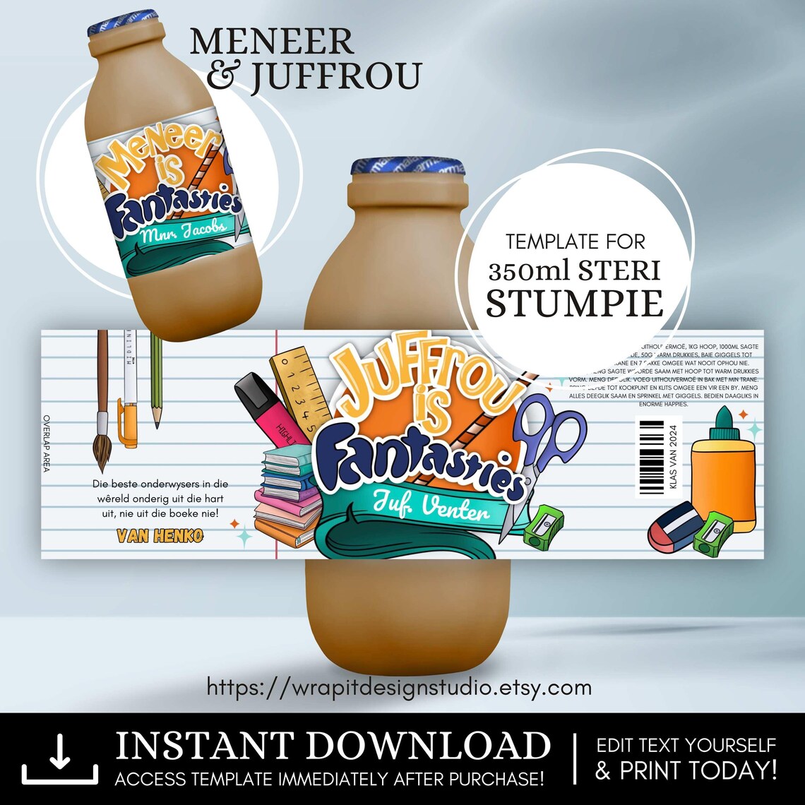 EDITABLE Teacher Appreciation Sticker Template for Flavoured Milk ...