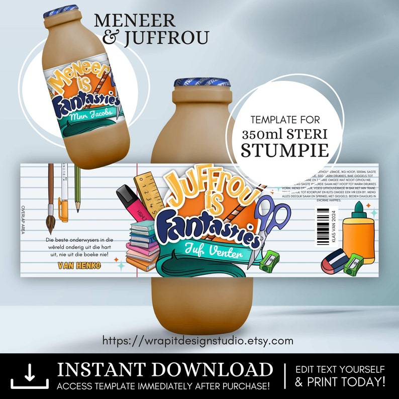 EDITABLE Teacher Appreciation Sticker Template for Flavoured Milk ...