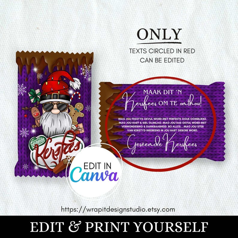 EDITABLE Christmas Chocolate Candy Bar Wrapper | Purple Wrap Template ...