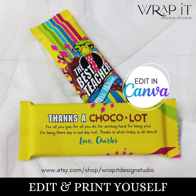 EDITABLE Teacher Appreciation Gift Chocolate Wrap | Best Teacher ...
