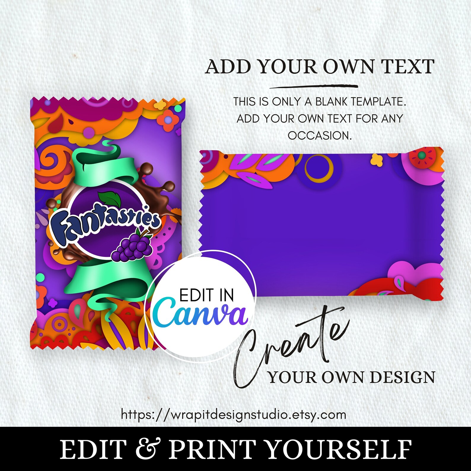 EDITABLE Chocolate Bar Label Template | Blank Chocolate Wrapper Design ...