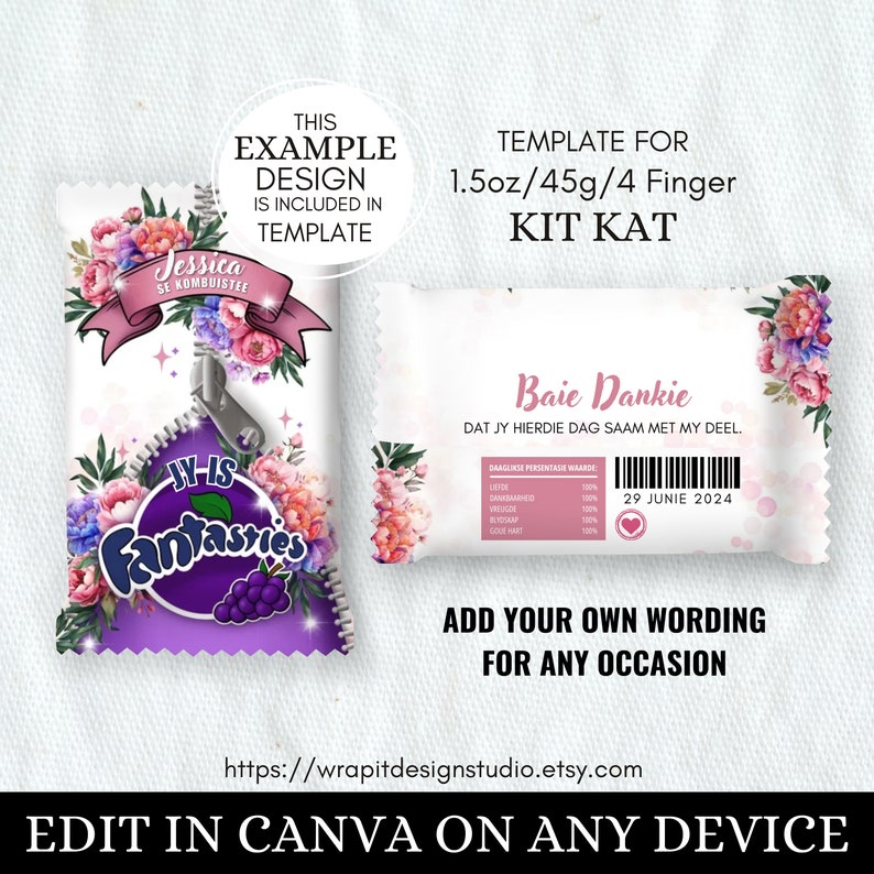 EDITABLE Chocolate Bar Label Wrapper | Canva Blank Template | Party ...
