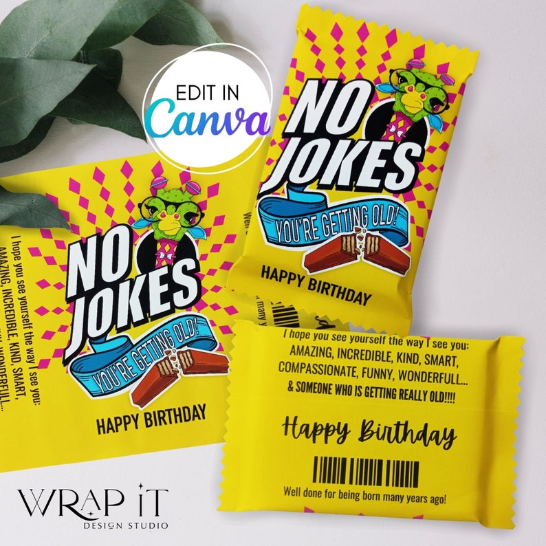 EDITABLE Birthday Chocolate Candy Bar Wrapper | Personalised Kit Kat ...