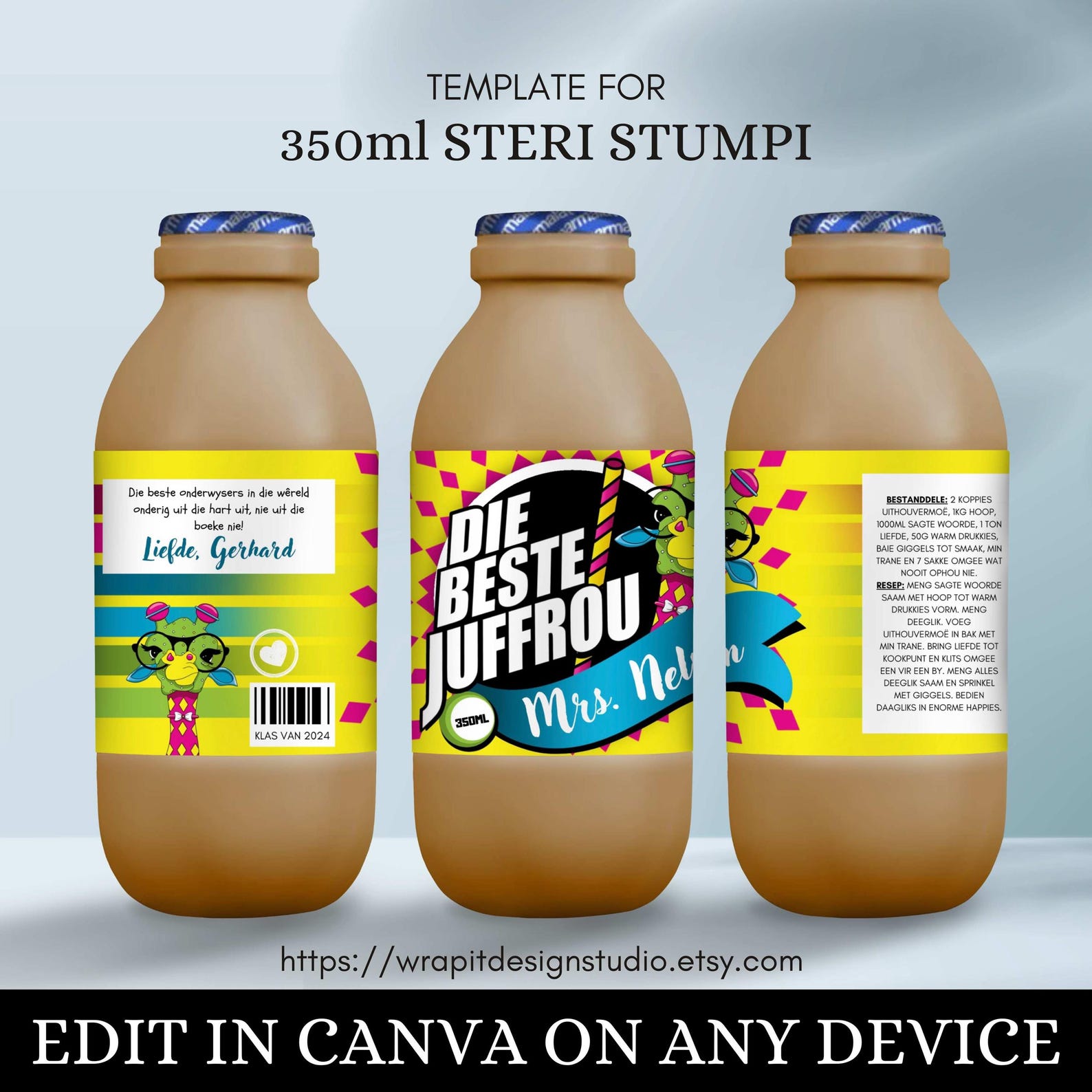 EDITABLE Teacher Appreciation Sticker Template for Flavoured Milk ...