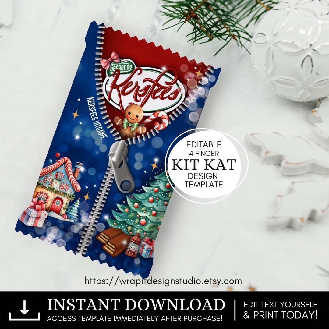 EDITABLE Christmas Chocolate Candy Bar Wrapper | Blue Wrap Template ...