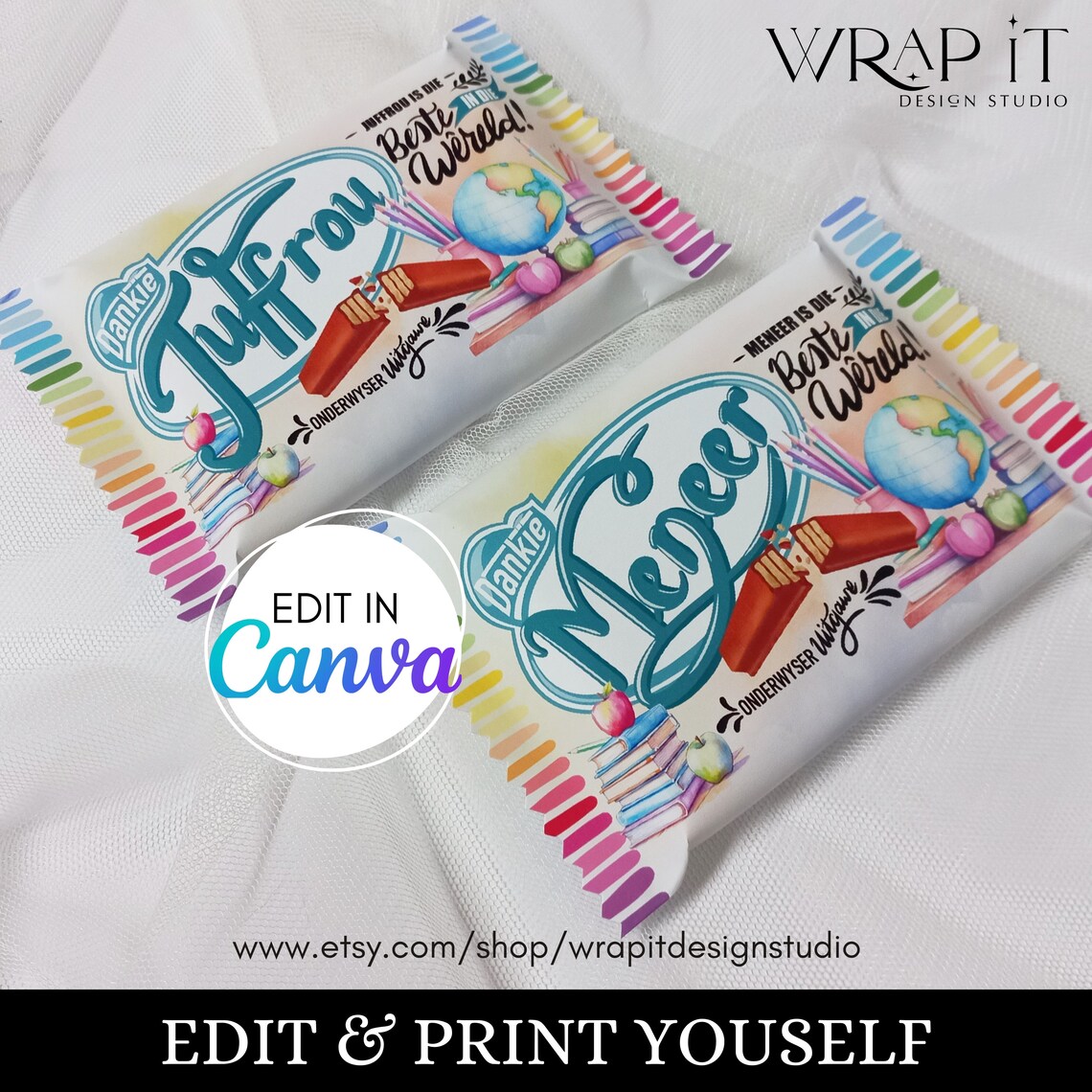 EDITABLE Teacher Appreciation Gift Chocolate Wrapper | Dankie Juffrou ...