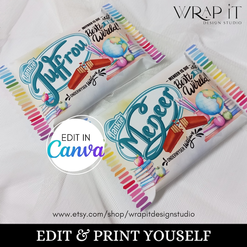 EDITABLE Teacher Appreciation Gift Chocolate Wrapper | Dankie Juffrou ...