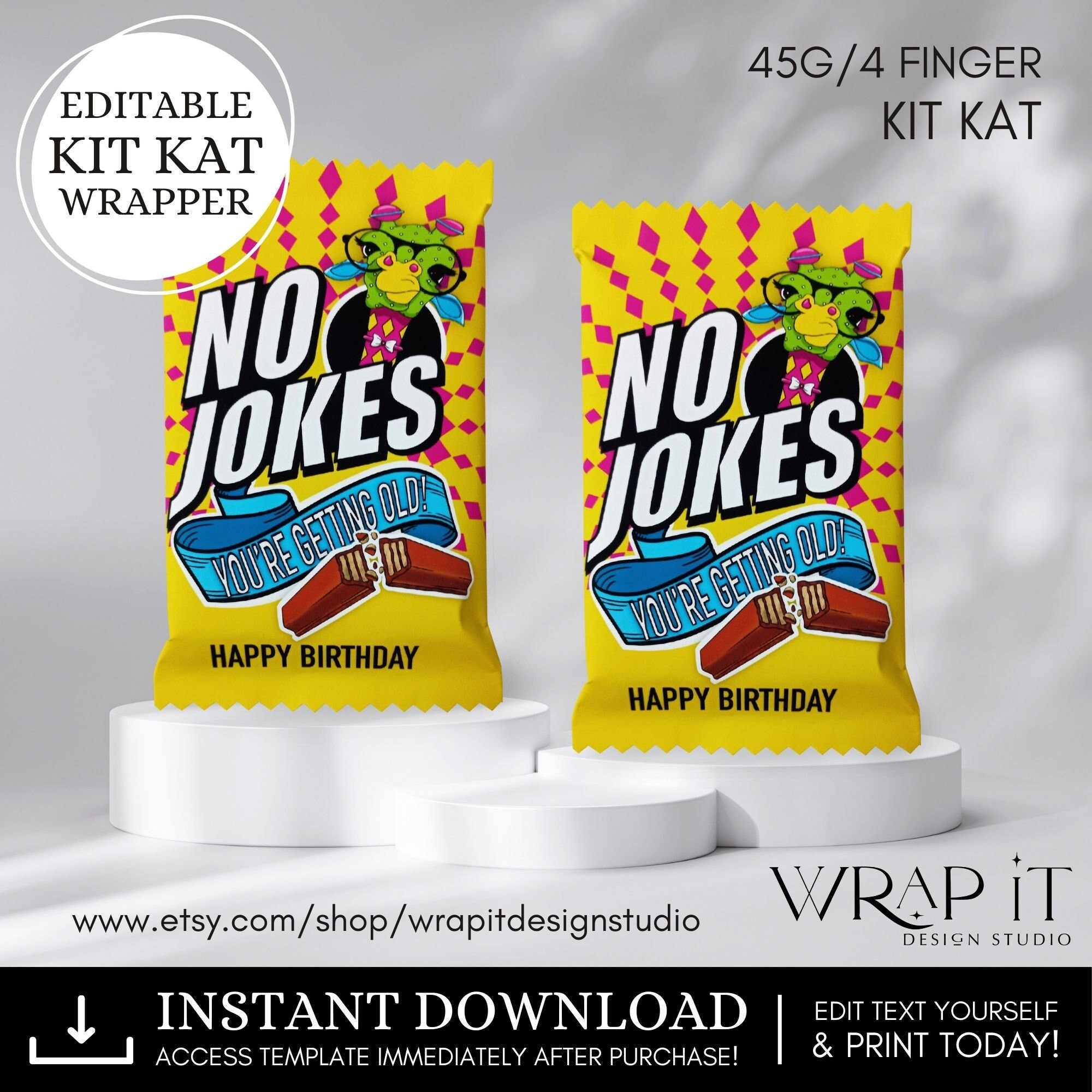 EDITABLE Birthday Chocolate Candy Bar Wrapper | Personalised Kit Kat ...