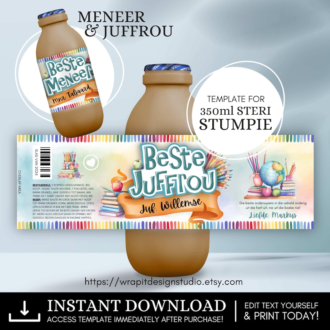 EDITABLE Teacher Appreciation Sticker Template for Flavoured Milk ...