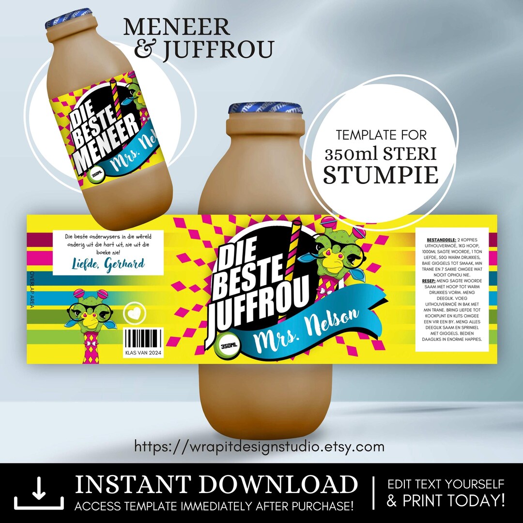 EDITABLE Teacher Appreciation Sticker Template for Flavoured Milk ...