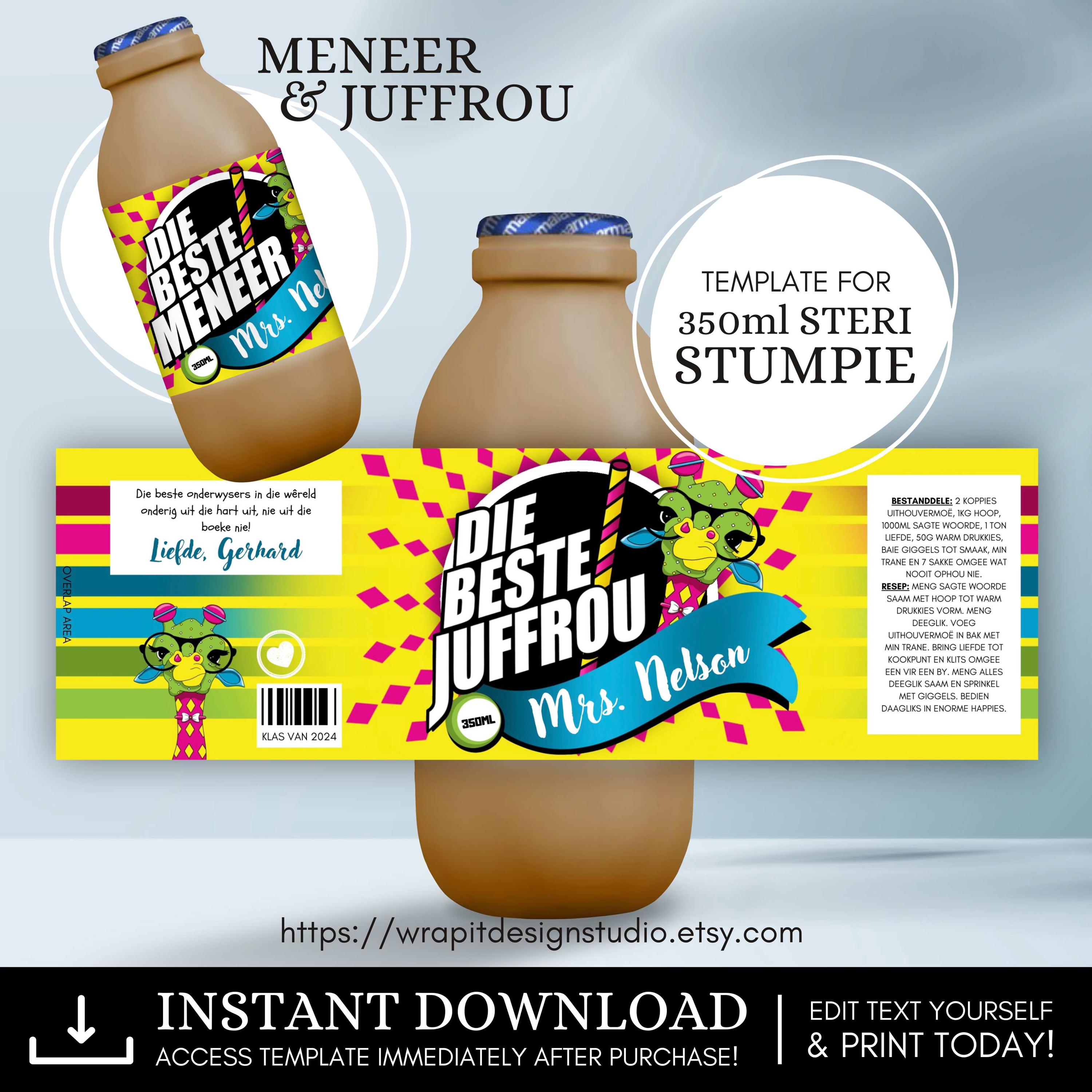 EDITABLE Teacher Appreciation Sticker Template for Flavoured Milk ...