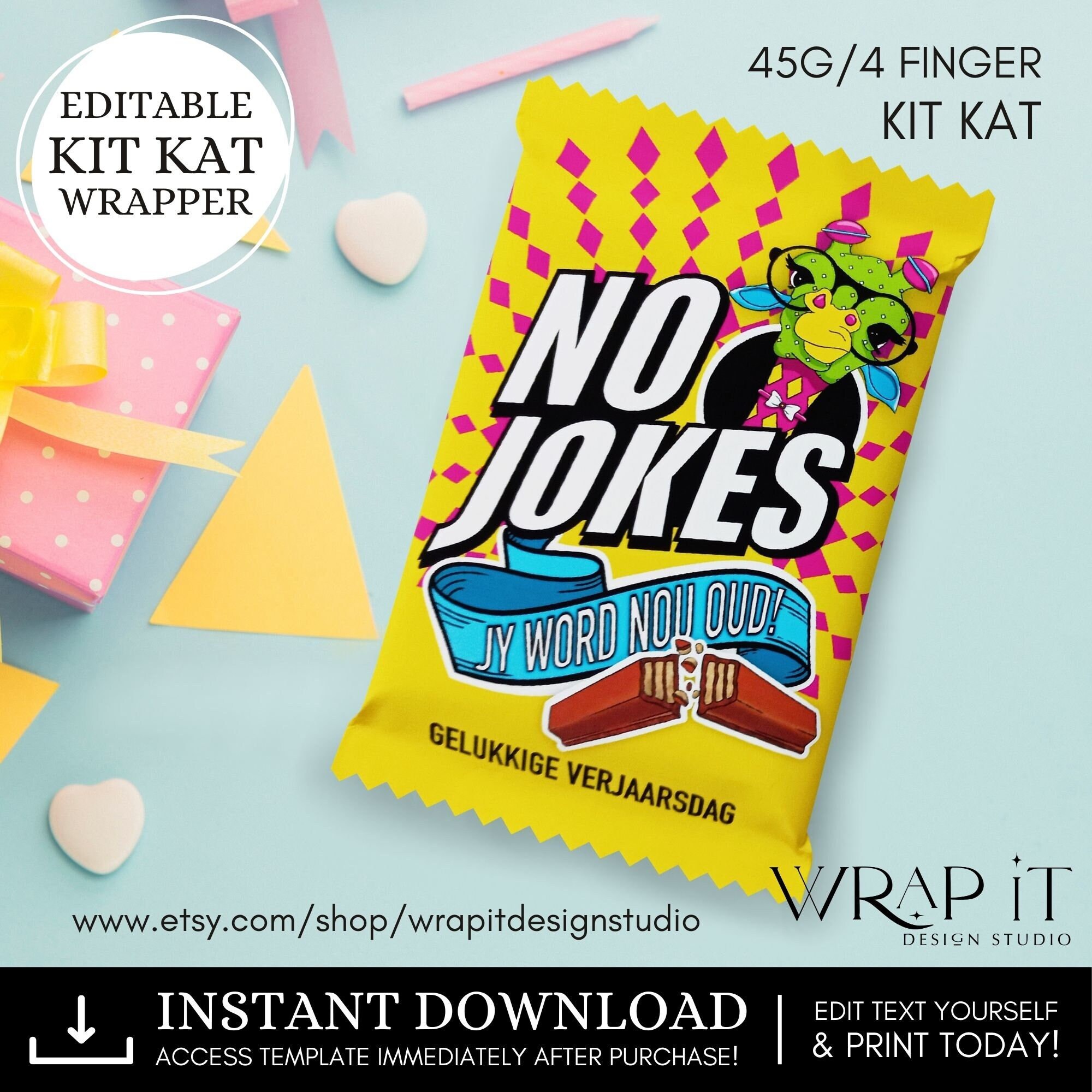EDITABLE Happy Birthday Kit Kat Wrap | Printable Candy Bar Wrapper ...