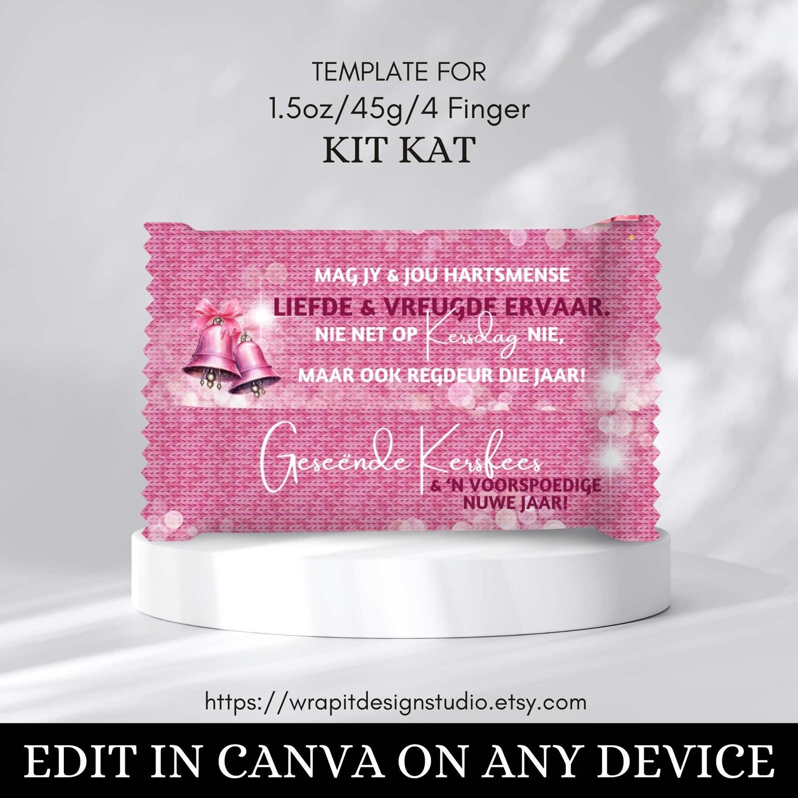 EDITABLE Christmas Chocolate Candy Bar Wrapper | Pink Wrap Template ...