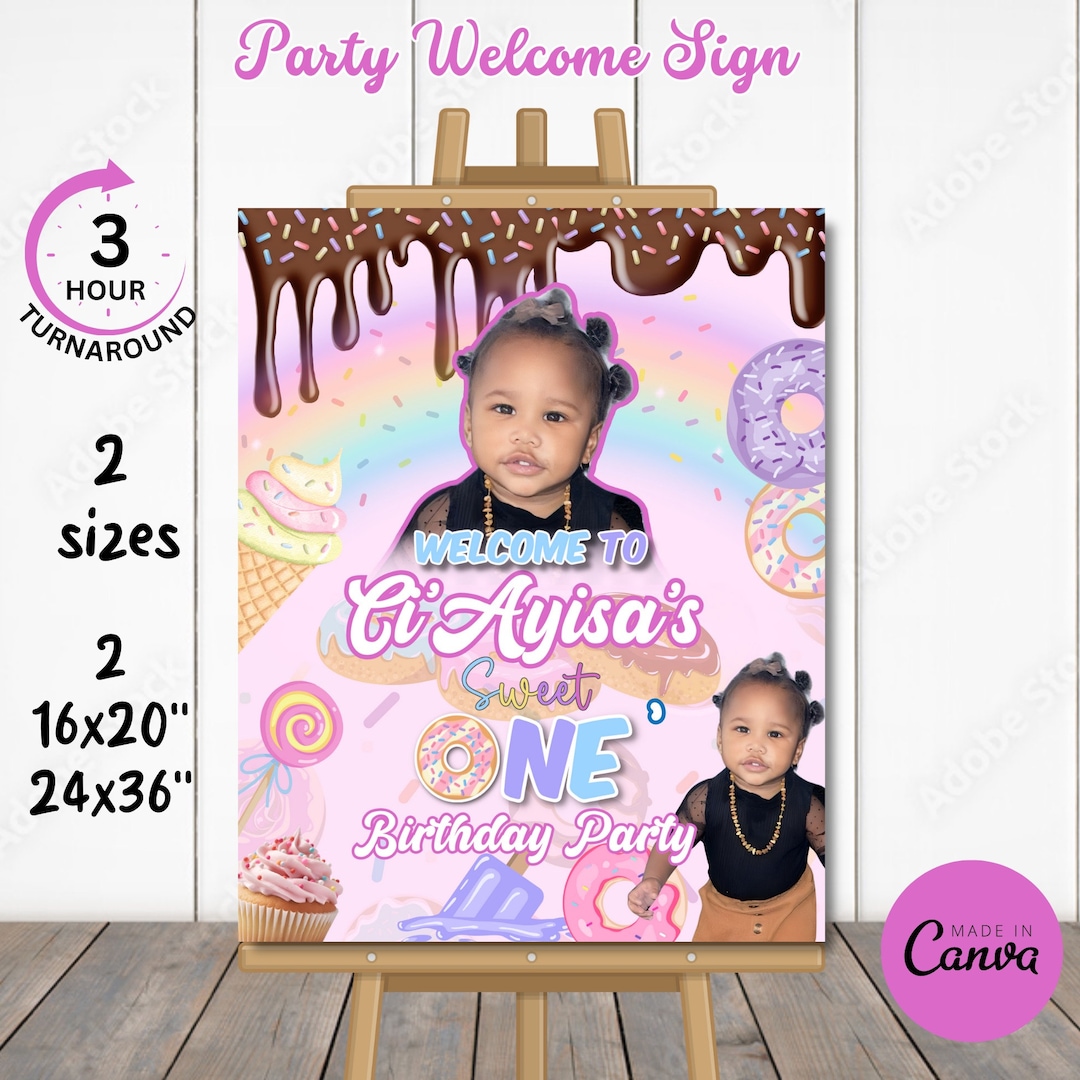 Sweet One Welcome Sign, Sweet One Birthday, Girls 1st Birthday, Sweet ...