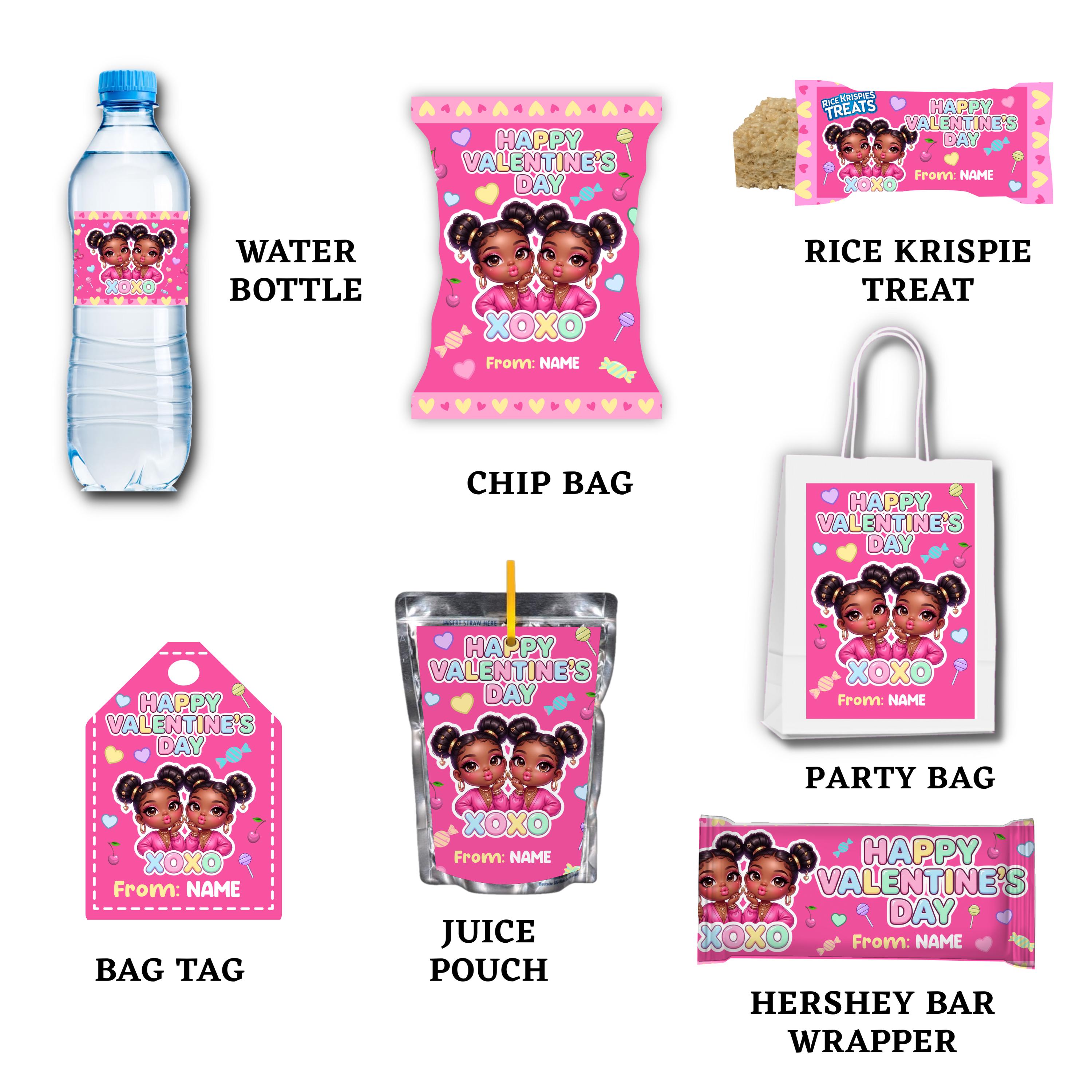 Chibi Valentine’s Day Chip Bag Label Template | Kids Party Favor Bundle ...