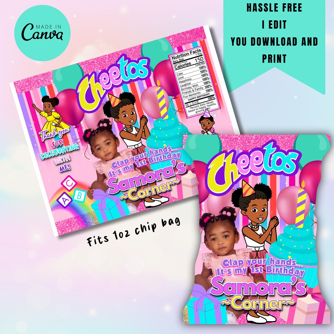 Gracies Corner Chip Bag, Gracies Corner Birthday, Chip Bag Template ...
