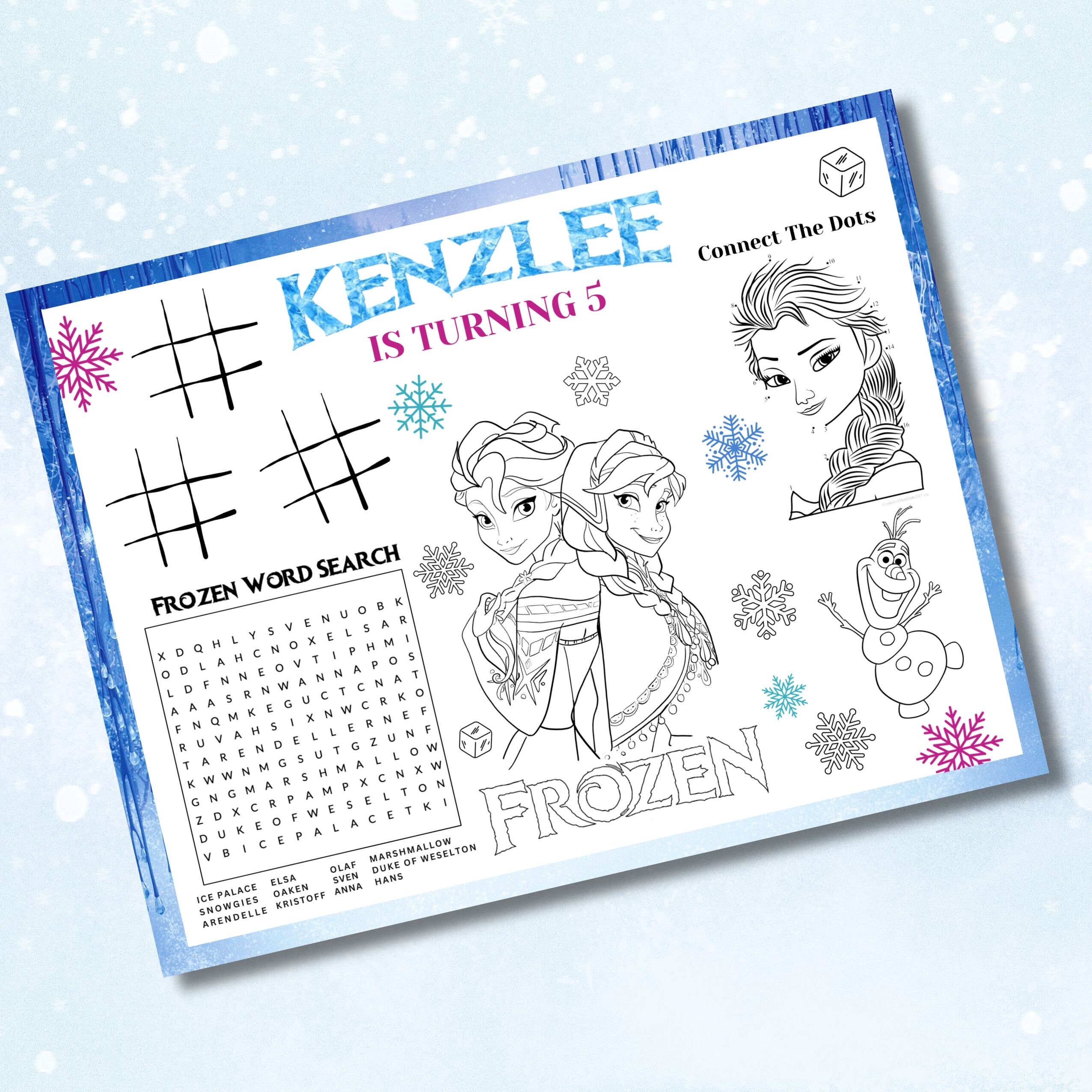 Frozen Activity Sheet, Frozen Coloring Sheet, Frozen Party - Etsy