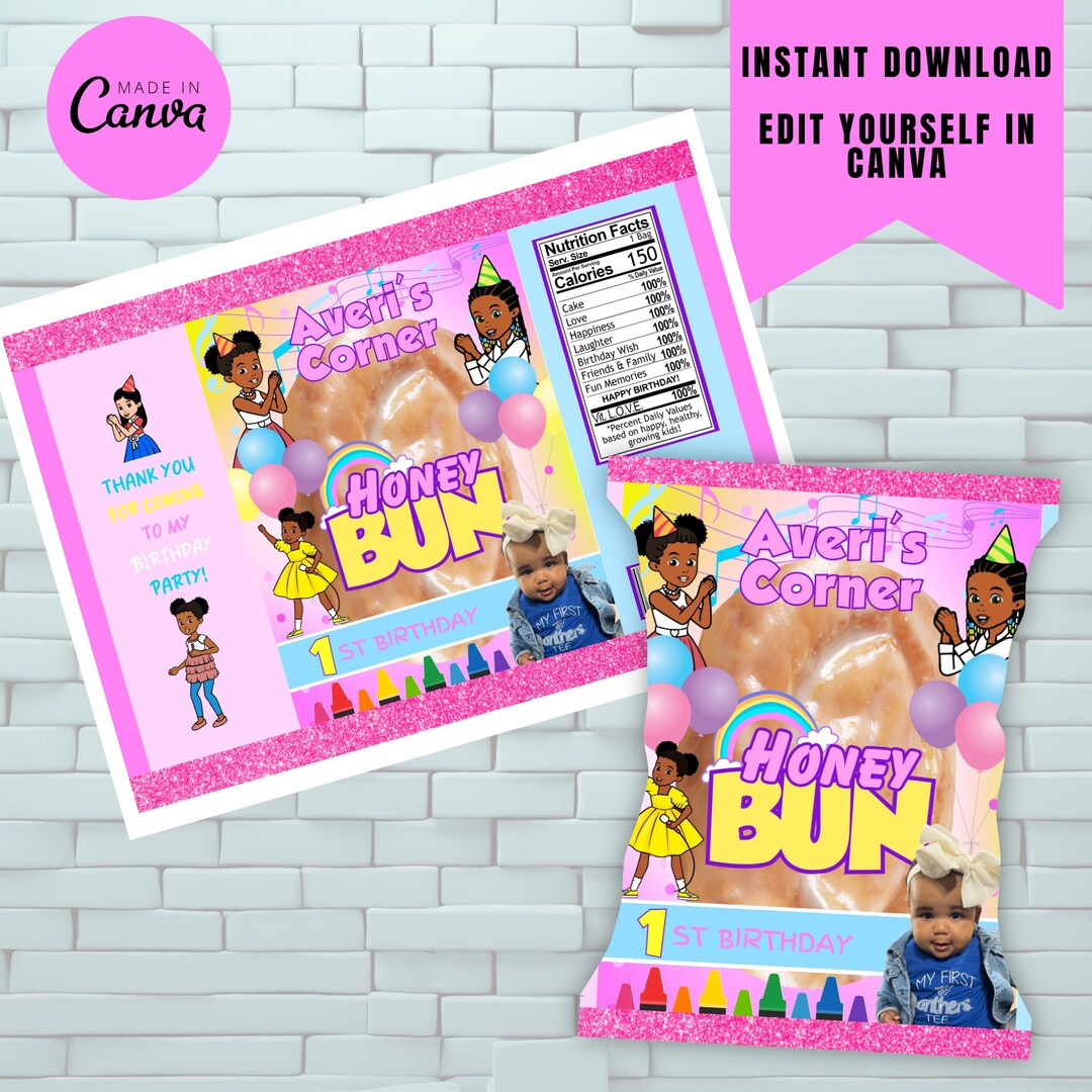 Custom Digital Theme Honey Bun, Gracie’s Corner Birthday, Honey Bun ...