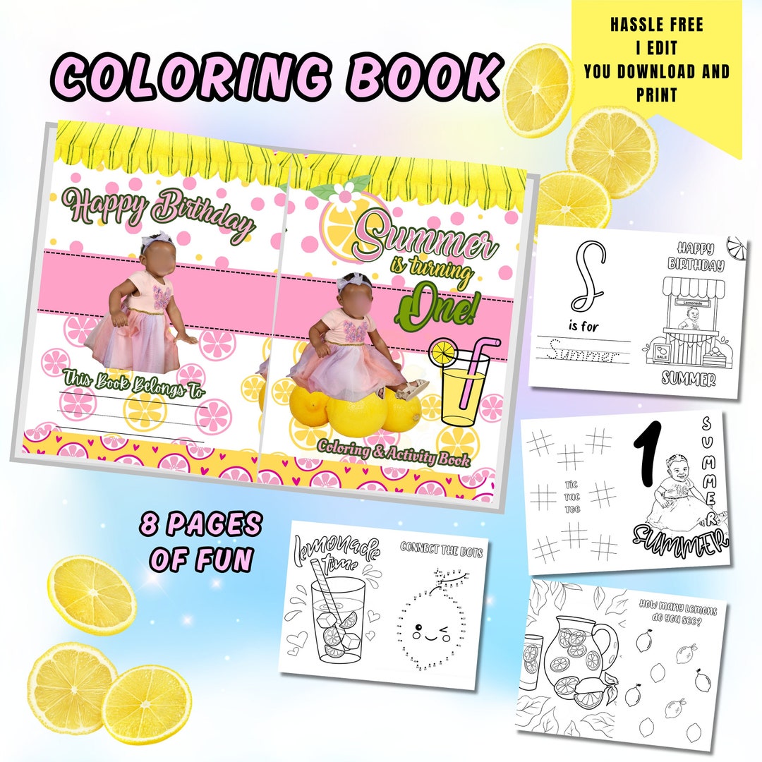 Lemonade Coloring Book, Lemonade Activity Sheet, Lemonade Party Favor ...