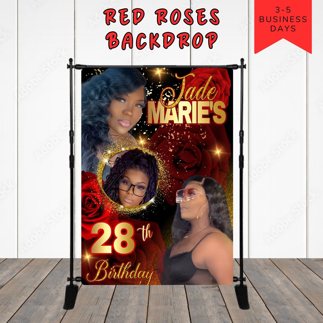 28th Birthday Backdrop, Glitter Roses Backdrop, Custom Backdrop - Etsy