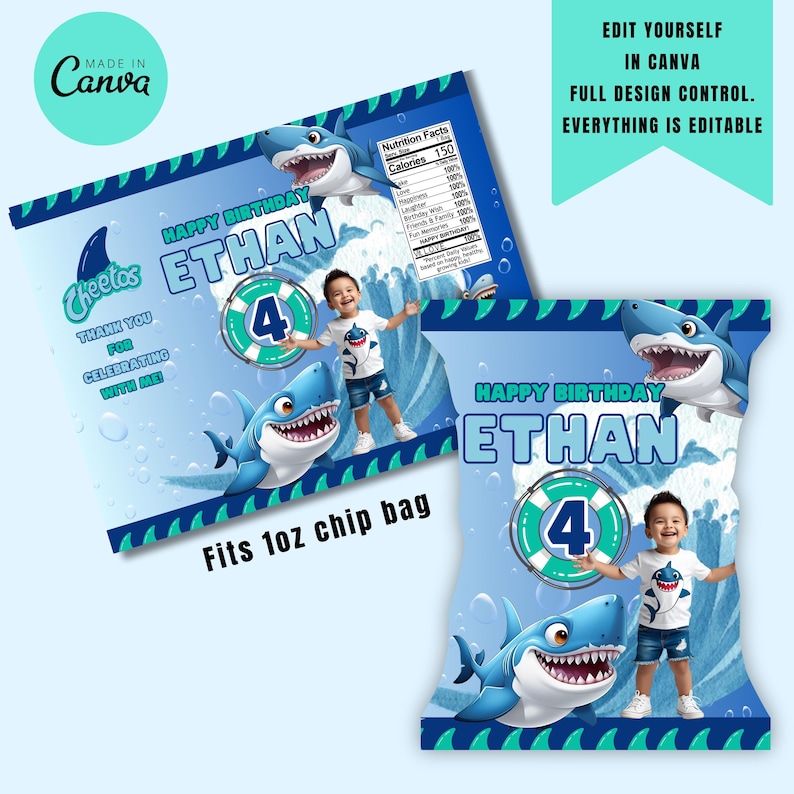 Editable Baby Shark Bundle | 12 Party Labels | Kids Birthday Decor ...