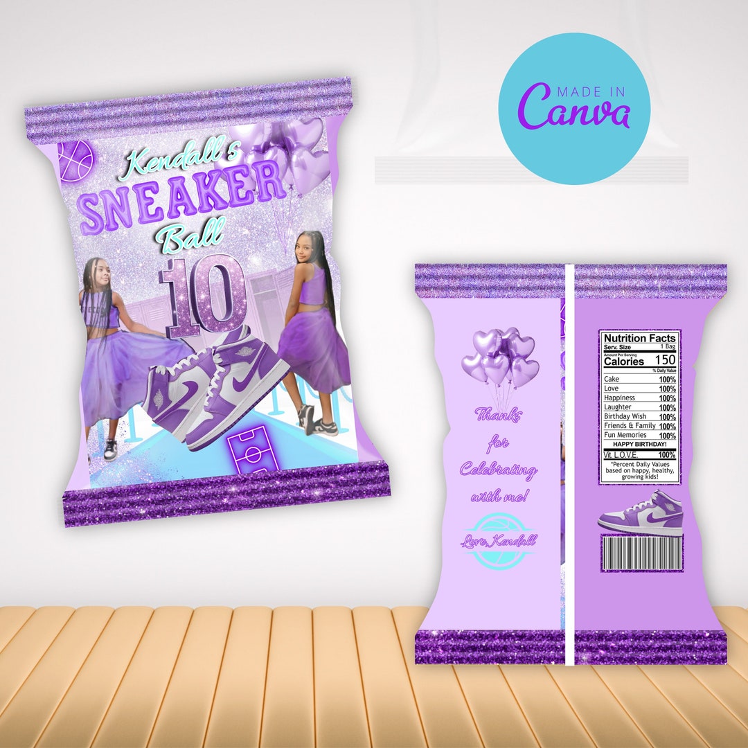 Sneaker Ball Chip Bag Template - Etsy