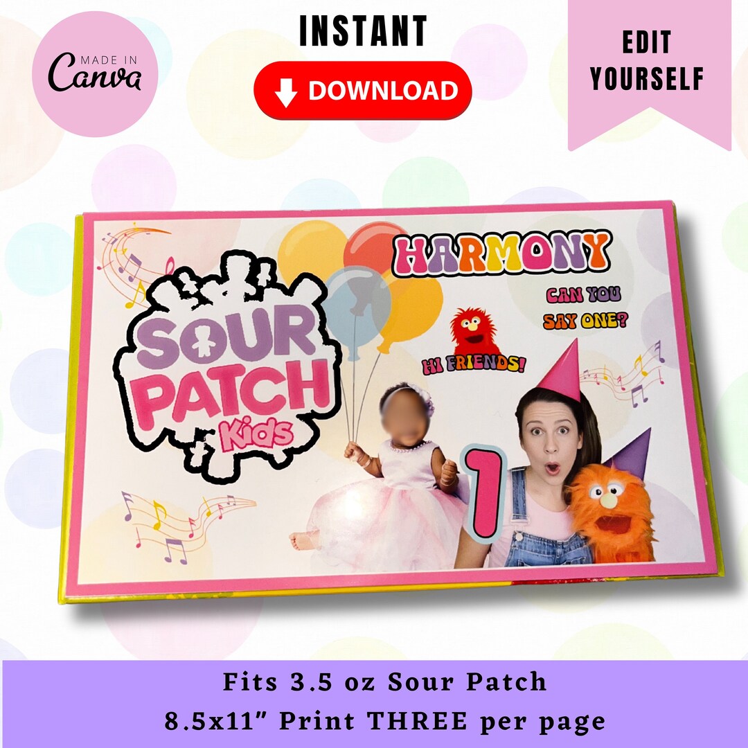 Ms Rachel Birthday Party Sour Patch Label (instant Download) - Etsy