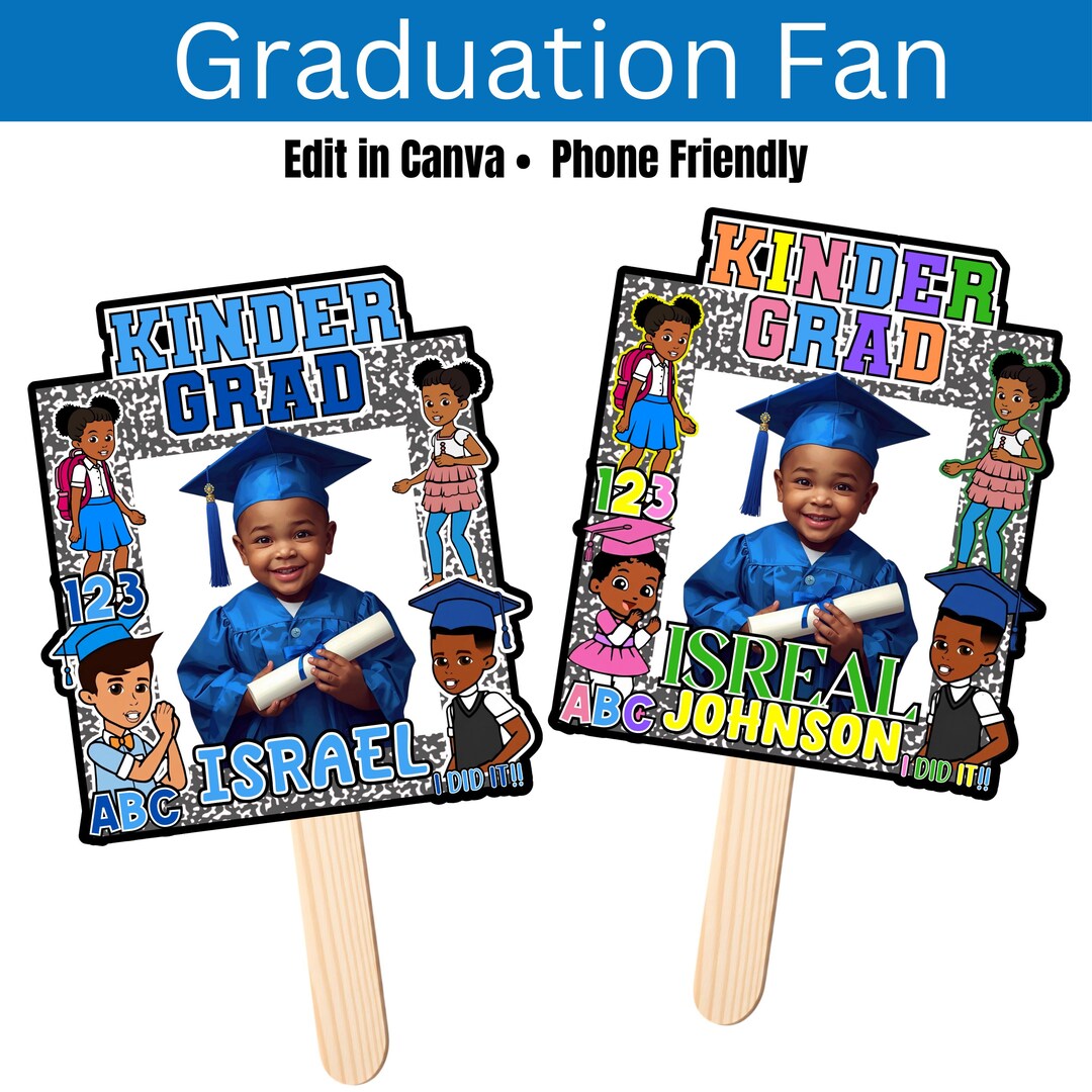 Kindergarten Graduation Fan Template | Editable Canva Grad Fan ...